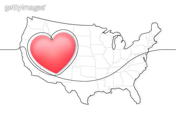 Voting Concept. Continuous Line Drawing of the United States Map with ...