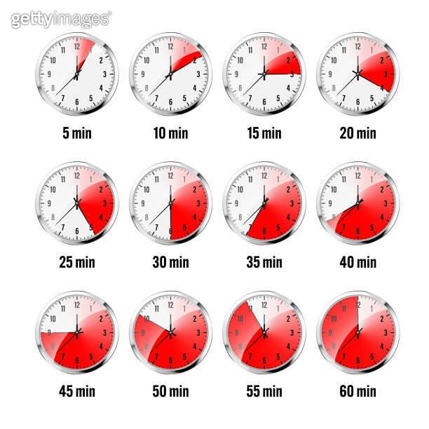 Wall clock, stopwatch icons. Shiny metal chronometer, time counter with ...