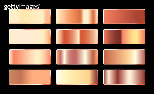 Bronze, copper orange glossy gradient, metal foil texture. Color swatch ...