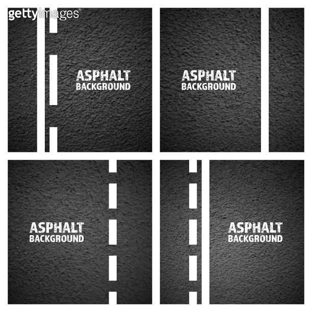 Asphalt road with white lane marking, concrete highway surface, texture ...