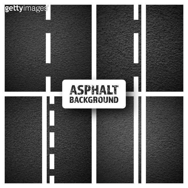 Asphalt road with white lane marking, concrete highway surface, texture ...