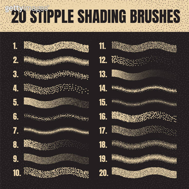 Stipple scatter brush, ink drawing and texturing. Fading gradient ...