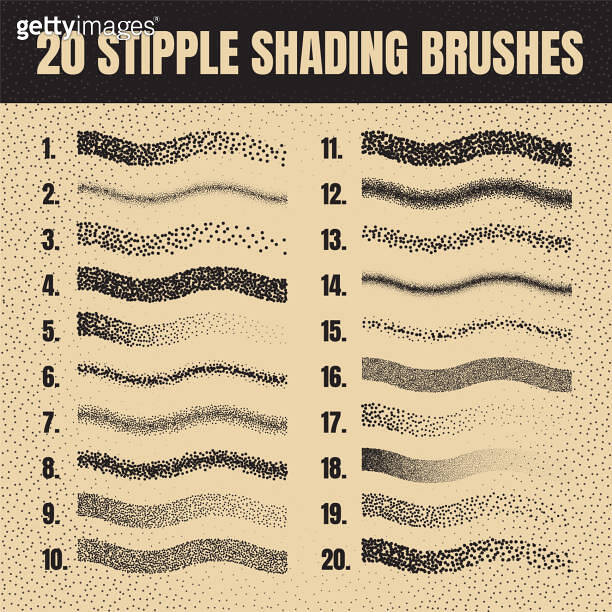 Stipple scatter brush, ink drawing and texturing. Fading gradient ...