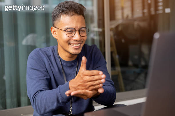 close up indian businessman make gesture hand about stop sign language ...