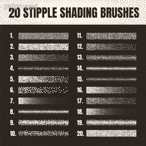 Stipple scatter brush, ink drawing and texturing. Fading gradient ...