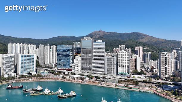 Aerial View of building in Tsuen Wan district, Hong Kong 이미지 ...