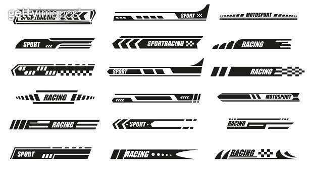 Black sport car stickers. Racing labels, sport car sticker and fast ...