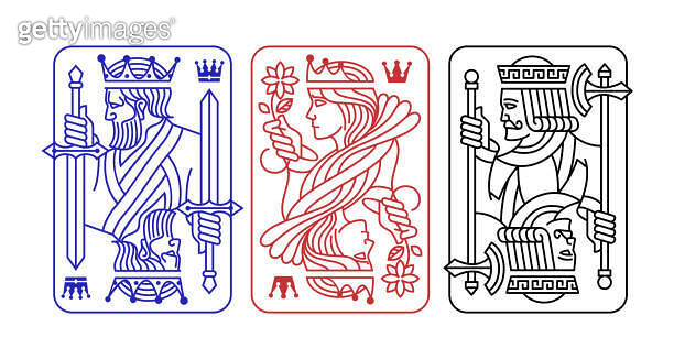 King, Queen, Jack Playing Card line art illustration 이미지 (2039846247 ...
