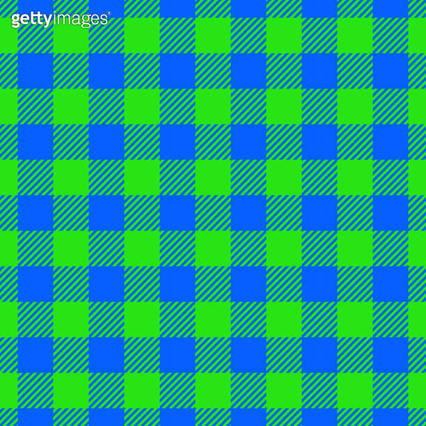 Blue and lime green color gingham check plaid seamless pattern, vichy ...