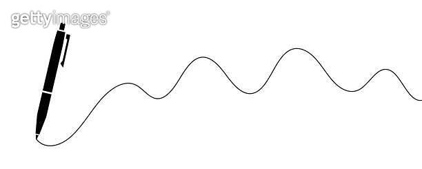 Pen writes. Write letter. Wave line. 이미지 (2161000687) - 게티이미지뱅크