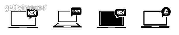Notification on laptop. Receive mail on laptop. Unread message. Inbox ...