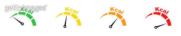 Set of Kilocalories (kcal) icons with fat burn. Indicator burn fat from ...