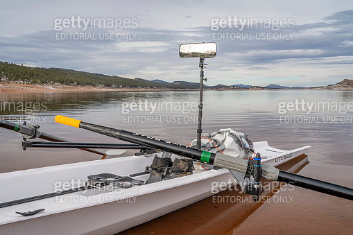 Coastal rowing shell, Literace 1x by Liteboat, with a mirror and ...