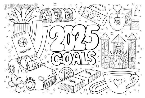 2025 mood board goals to dream life and success antistress coloring ...