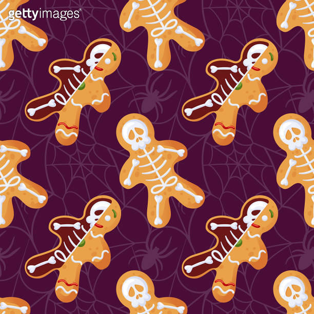 Seamless gingerbread skeleton pattern created especially for Halloween ...