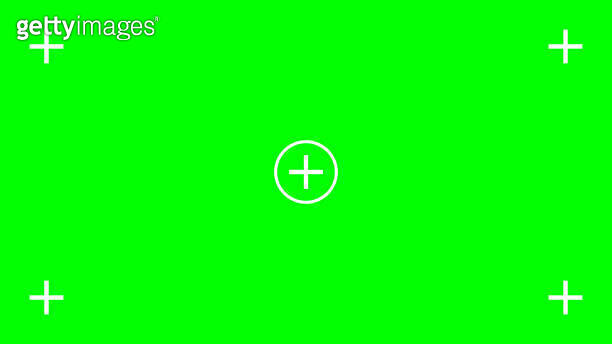 Green screen background with tracking cross marks. Chromakey video ...