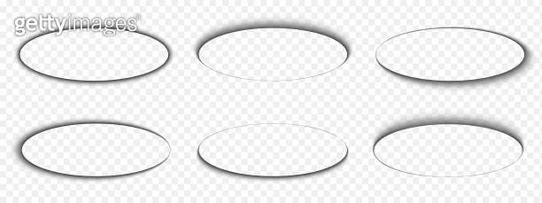 Oval shadows isolated on transparent background. Ellipse soft overlay ...