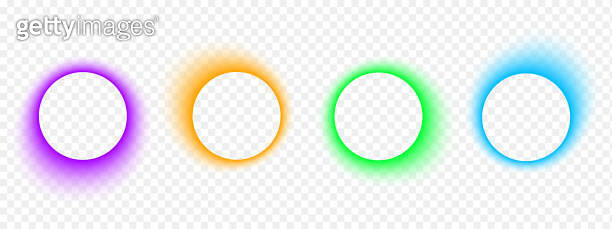 Set of blurry round frames. Circle shapes with purple, orange, blue and ...