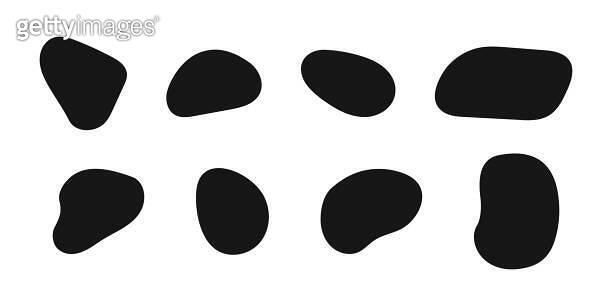 Set of irregular organic shapes, deformated blobs, liquid ink spots ...