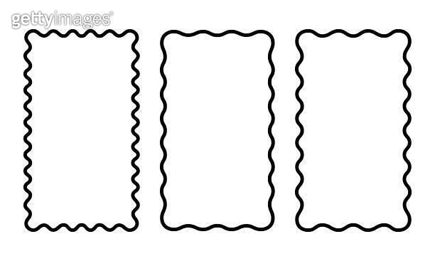 Set of vertical rectangle frames with wavy edges. Rectangular shapes ...