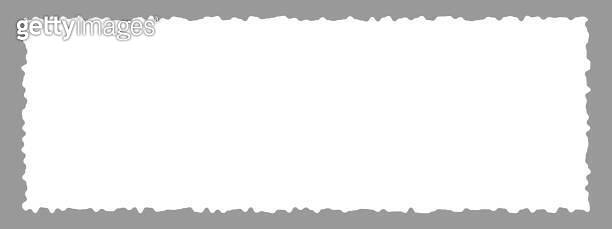 Jagged piece of paper. White rectangle shape with rough edges. Blank ...