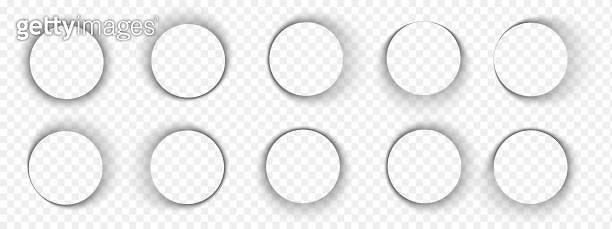 Set of round shadows. Circle soft overlay effect. Rounded shapes with ...
