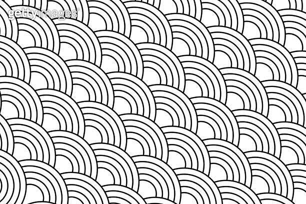 Repeated oriental diagonal ornament with round or arch shapes. Japanese ...