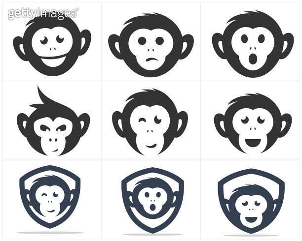 Monkey vector design icon. Monkey head logos. Monkey face logo with ...
