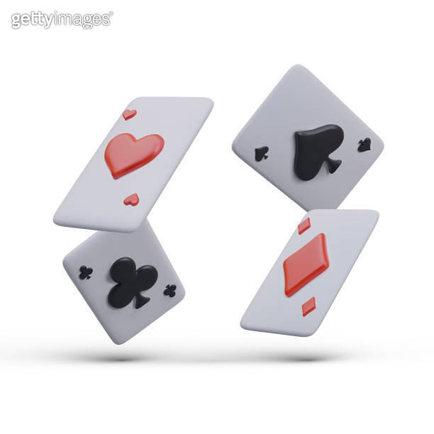 Floating realistic playing cards. Winning combination, set of aces of ...
