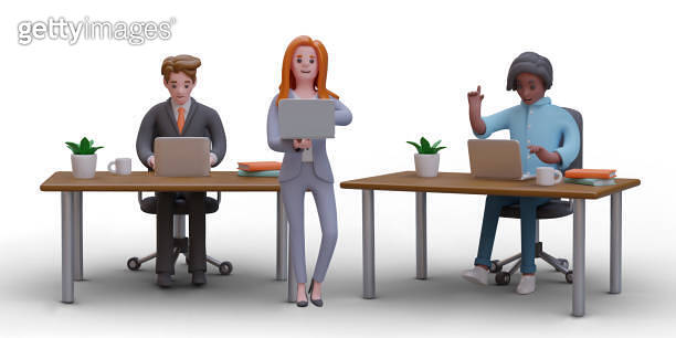 Realistic office workers in different poses. Male and female characters ...