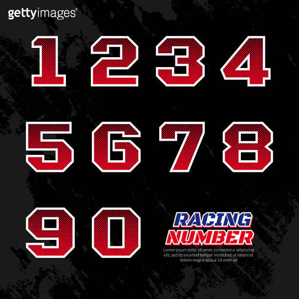 Racing number alphabet. Racing team sticker concept. Set of racing ...