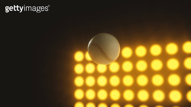 High-Speed Baseball Flying Towards Stadium Lights - Striking ...