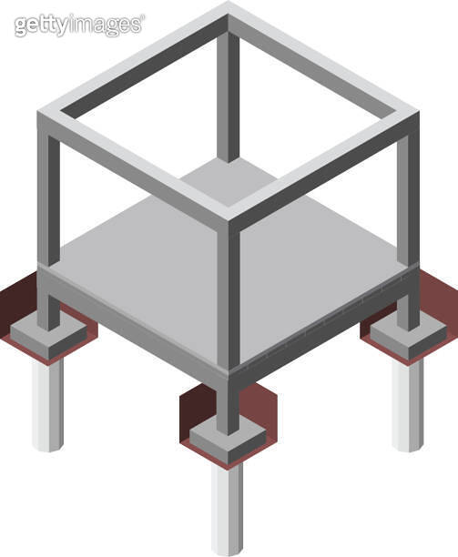 Structure of the building, foundation, and piles supporting up the ...