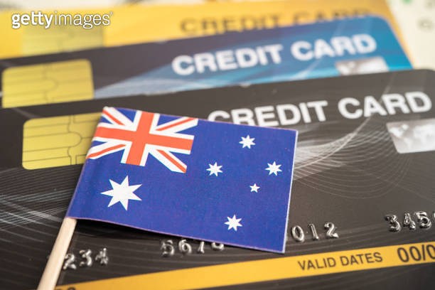 Credit card model with Australia flag, financial investment economy ...