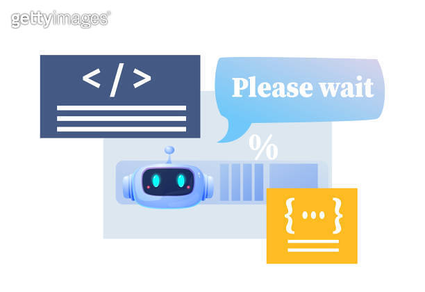 Virtual assistant. Artificial intelligence and neural network generates ...
