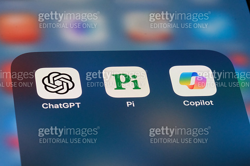 Inflection AI Pi, OpenAI ChatGPT and Microsoft Copilot APP icons ...