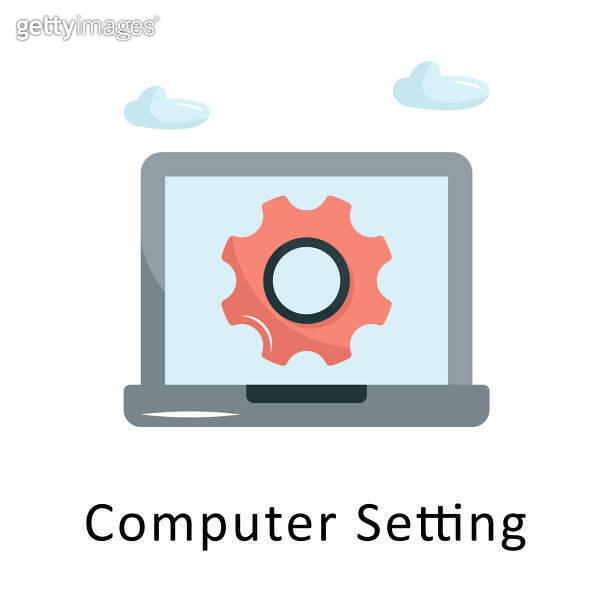 Computer Setting Vector Flat Icon Design illustration Symbol on White background EPS 10 File 이미지 ...