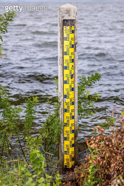 Water level meter located in the water of the dam. Concepts for natural ...