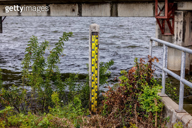 Water level meter located in the water of the dam. Concepts for natural ...