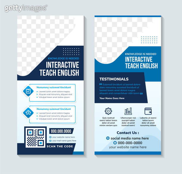 interactive teach english, knowledge is needed design Roll Up banner ...