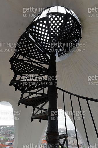Upwards view, stairway inside the turret-lookout on the AD 1918 built ...