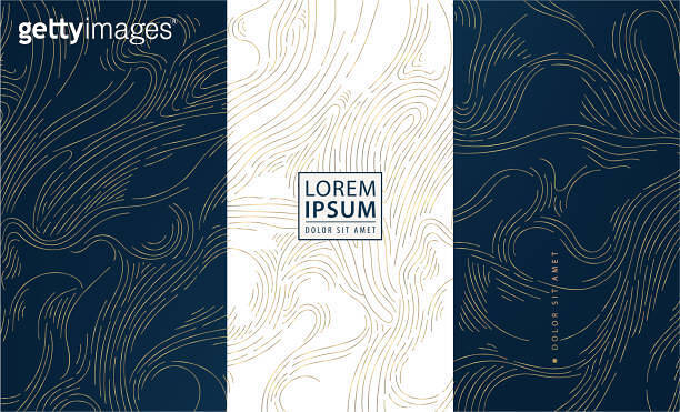 Vector set of wave design line labels, sea patterns, wine package. Art ...