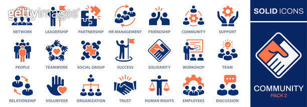 Community icon set. Collection of people, teamwork, partnership ...