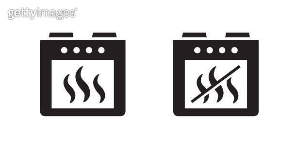 Icons indicating items that can and cannot be heated in a kitchen oven ...