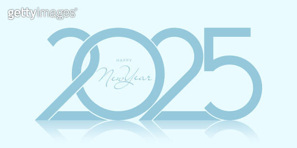 2025 Happy New Year. 2025 modern text vector luxury design blue color ...