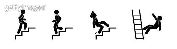 man and ladder icon, stick figure stickman, isolated vector symbol ...