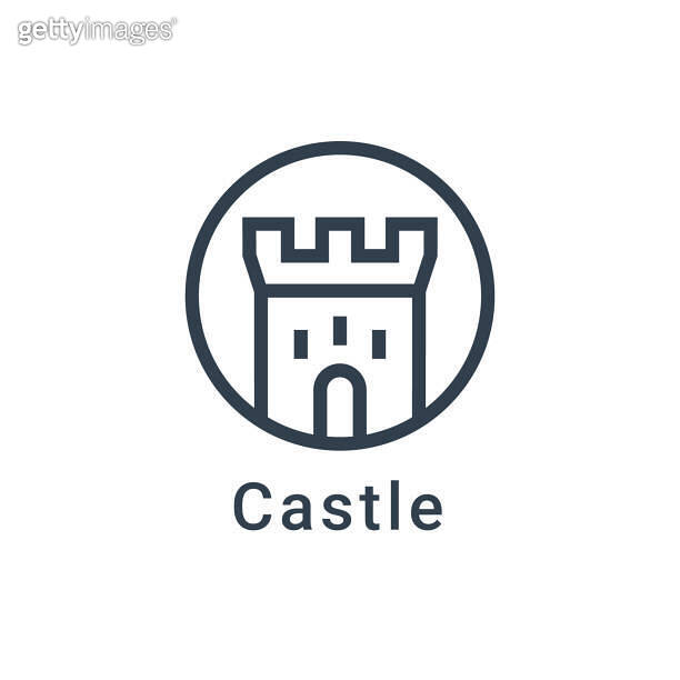 Castle vector icon fort line symbol tower. Castle tower logo stronghold ...