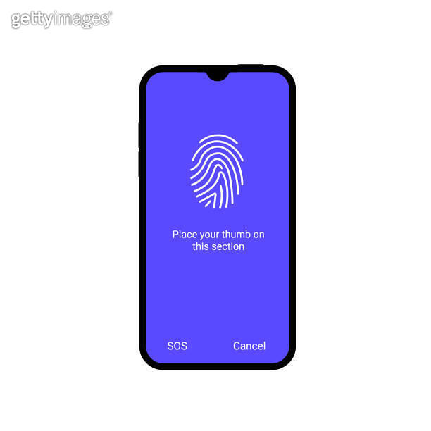 Fingerprint scan app biometric logo icon. Finger ID mobile abstract ...