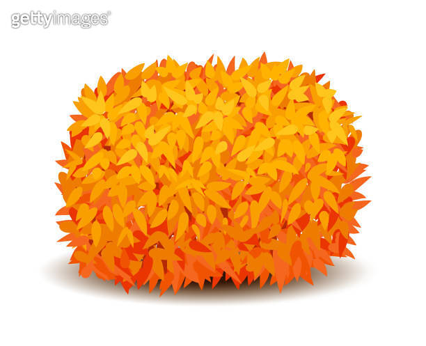 Autumn garden bush, tree cartoon shrub grass bush fall flat icon ...