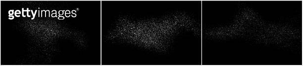 Dust particles effect vector splatter on black background texture. Dust overlay noise dirt ...